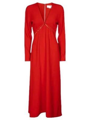 Victoria Beckham Embellished Cady Midi Dress - Red