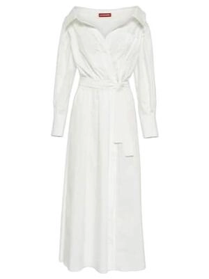 Altuzarra Lyddy Cotton-blend Wrap Midi Dress - White