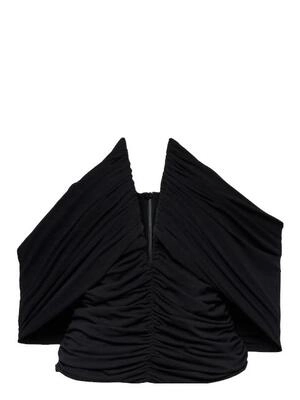 Magda Butrym Off-shoulder Cropped Jersey Blouse - Black