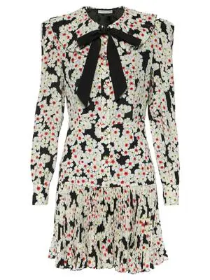 Alessandra Rich Alessandra Rich Floral Bow Detail Silk Mini Dress Multi-color