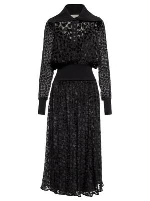 Tory Burch Velvet Devoré Midi Dress - Black