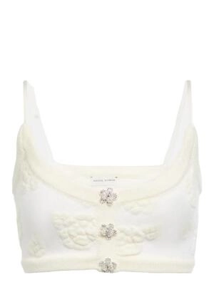 Magda Butrym Embroidered Wool-blend Crop Top - Nude