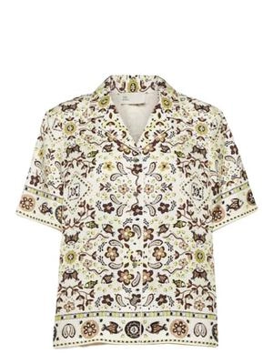 TORY BURCH Tory Burch Printed Silk Short-Sleeve Shirt