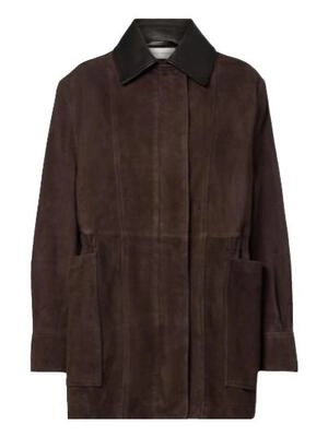 Nour Hammour Grange Suede Jacket With Leather Trim - Black