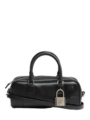 Loewe Shiny Calfskin Cropped Bag With Anagram Medallion - Black