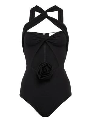 Magda Butrym Cutout Bodysuit With Floral Appliqu - Black