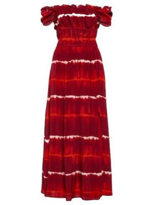 Altuzarra Altuzarra Printed Off-Shoulder Silk Midi Dress Red