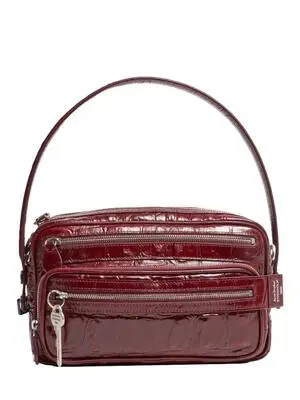 Acne Studios Crocodile Embossed Leather Shoulder Bag - Red
