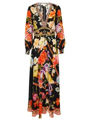 Camilla Embellished Floral Silk Maxi Dress - Multicolor