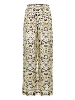 Tory Burch Printed Silk Wide-leg Pants - Nude