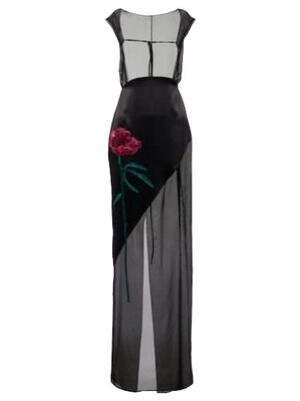 PETER DO Embroidered Silk Maxi Dress - Black