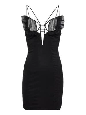 NENSI DOJAKA Frill-trimmed Minidress - Black