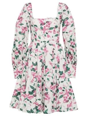 EMILIA WICKSTEAD Yasmina Floral Square Neck Mini Dress - White