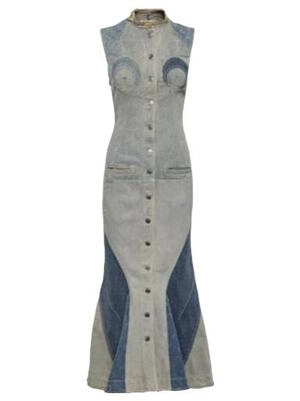 MARINE SERRE All Over Moon Denim Maxi Dress - Gray