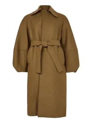 Harris Wharf London Puff-sleeved Belted Coat - Brown