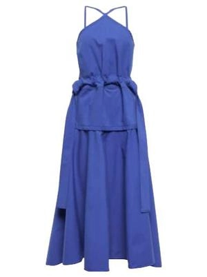 Proenza Schouler Cotton-blend Poplin Halterneck Midi Dress - Blue