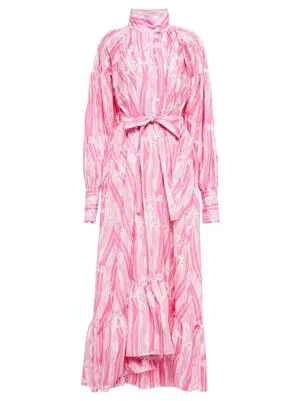 PATOU Printed Maxi Dress With Belt - Pink