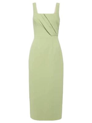 EMILIA WICKSTEAD Arina Pleated Crêpe Midi Dress - Green
