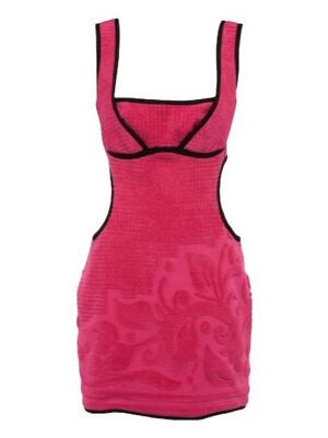 MARINE SERRE Jacquard Cutout Cotton Minidress - Pink