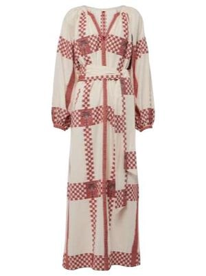 Johanna Ortiz Printed Cotton Midi Dress - Nude