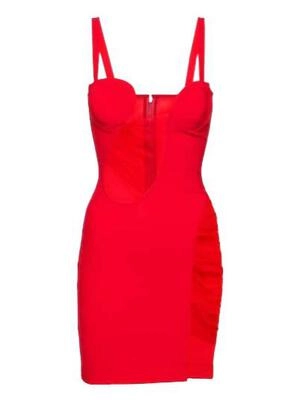 NENSI DOJAKA Cutout Jersey Minidress - Red