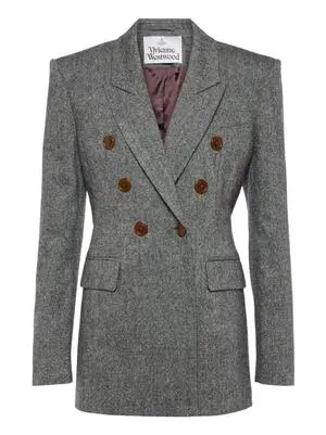VIVIENNE WESTWOOD Wool-blend Double-breasted Blazer With Notched Lapels - Gray