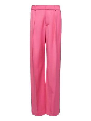 AREA Embellished Wool Wide-leg Pants - Pink