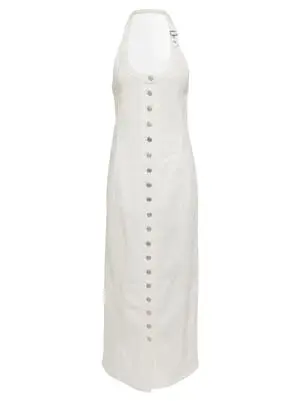 COURREGES Halter Neck Dress With Slit Skirt - White