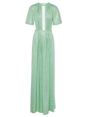 AREA Cutout Crystal-embellished Jersey Gown - Green