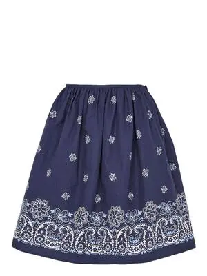 Miu Miu Elastic Waist Printed Midi Skirt - Blue