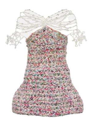SUSAN FANG Beaded Crochet A-line Minidress - Gray