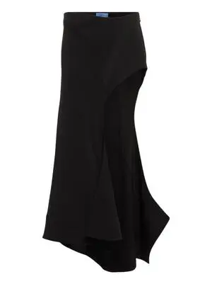 MUGLER Asymmetrical Knitted Midi Skirt - Black