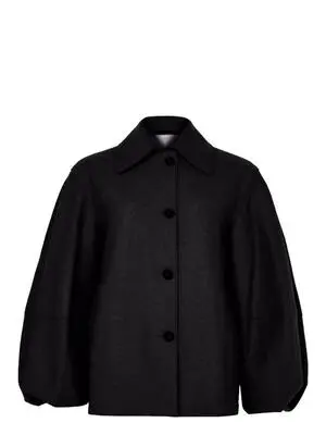 Harris Wharf London Puff-sleeved Pressed Wool Jacket - Black