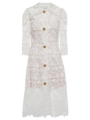 Oscar De La Renta Embellished Lace Midi Dress - White
