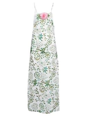 RODARTE Floral Silk Midi Dress - White