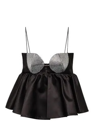 Magda Butrym Embellished Silk-blend Peplum Top - Black