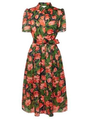 Carolina Herrera Floral Shirt Dress With Belt - Multicolor