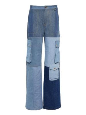 MARINE SERRE Monogram High-rise Wide-leg Jeans - Blue