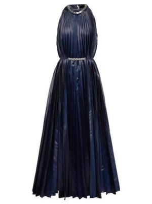 CHRISTOPHER KANE Embellished Halterneck Lamé Midi Dress - Black