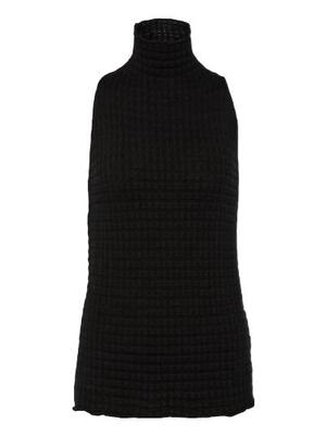 JIL SANDER Sleeveless High Neck Top With Frayed Edges - Black