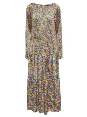 Plan C Floral Pleated Midi Dress - Multicolor