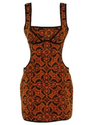 MARINE SERRE Jacquard Openwork Dress - Brown