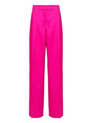 Oscar De La Renta Pleated High-rise Wool And Mohair Full-length Wide-leg Pants - Pink