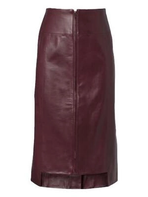 Victoria Beckham Leather Midi Skirt - Red