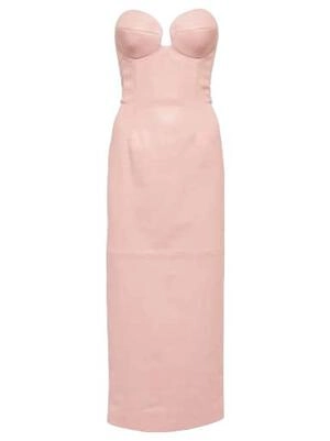 Magda Butrym Leather Bustier Midi Dress - Pink
