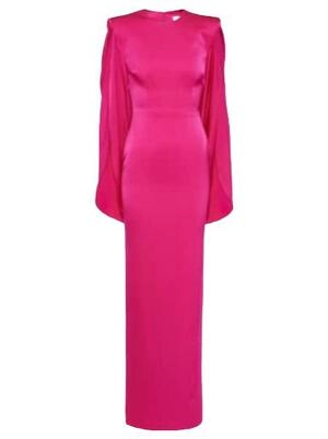 Alex Perry Satin Crêpe Gown With Cape Effect - Pink