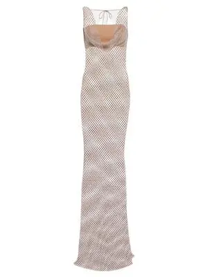 Giuseppe Di Morabito Embellished Mesh Gown - Nude