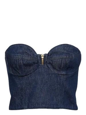 Magda Butrym Denim Bustier Top - Blue