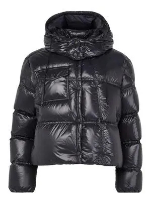Moncler Erea Down Jacket With High Neck And Glossy Finish - Black