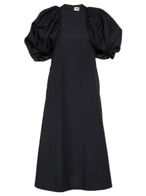 Comme Des Garçons Puff Sleeve Cotton Poplin Maxi Dress - Black